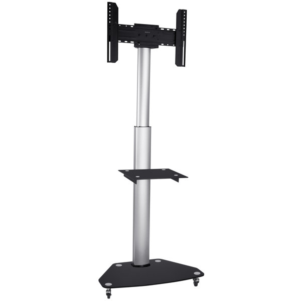 Mount-It! Mobile TV Cart, Height Adjustable Rolling Stand with Component Shelf and Rolling ...